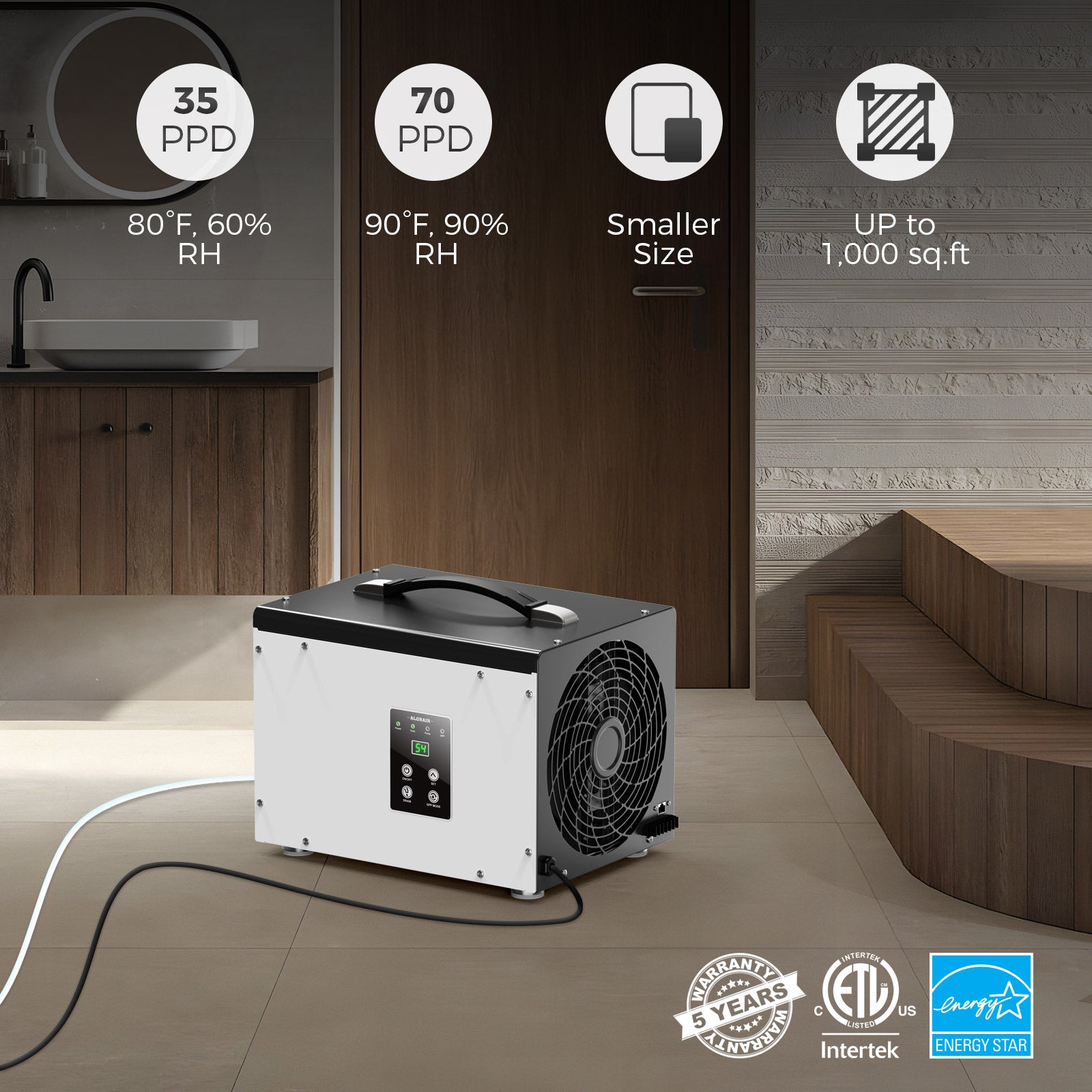 Crawl Space Dehumidifier 70 PPD with Pump HD35 | Alorair ...